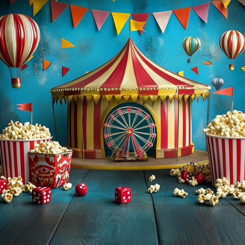 Circus Photo Backdrop Fun Carnival Tent Popcorn Backdrop GQ5-135
