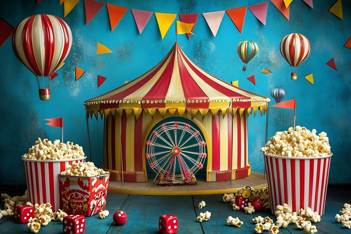 Circus Photo Backdrop Fun Carnival Tent Popcorn Backdrop GQ5-135