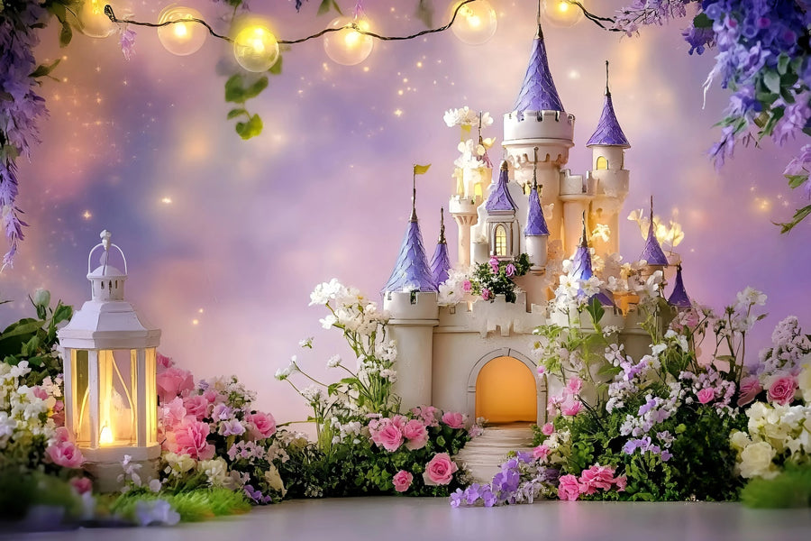 Castle Backdrops Twilight Flower Castle Children Backdrops GQ5-200