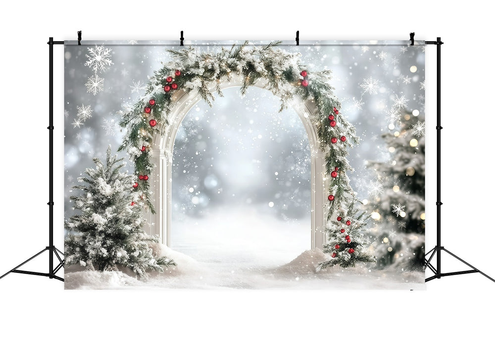 Winter Snow Backdrop Snowy Garland Arch Backdrop GQ57-139