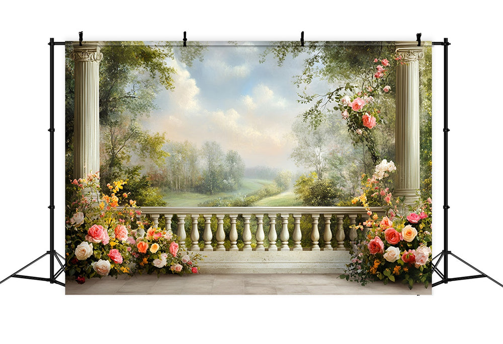 Fine Art Photography Backdrops Floral Balcony Backdrop GQ57-193