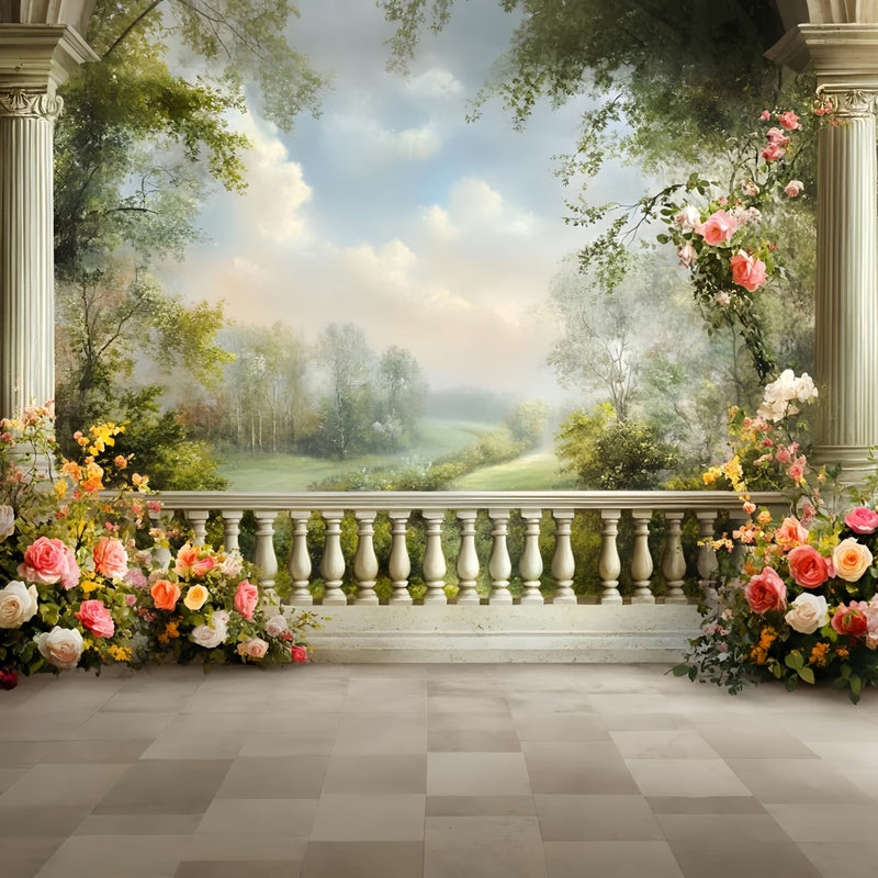 Fine Art Photography Backdrops Floral Balcony Backdrop GQ57-193