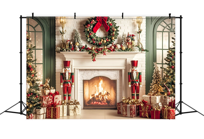 Christmas Fireplace Backdrop Nutcracker Hearth Dreams Backdrop GQ57-2