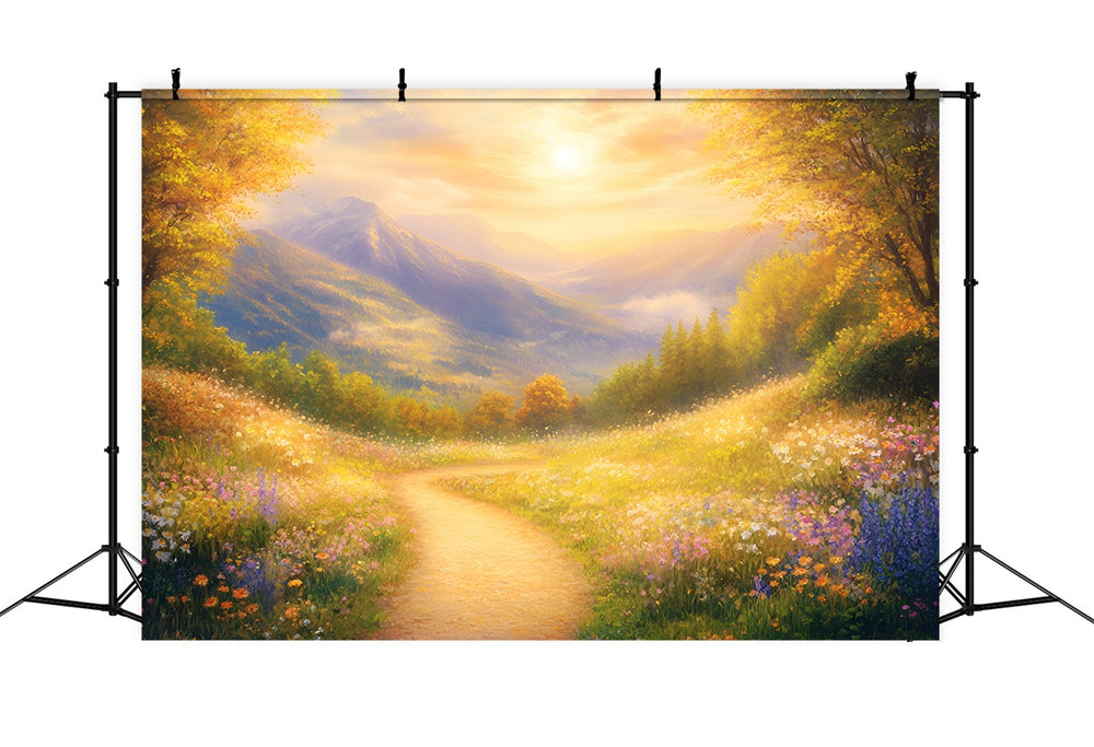 Forest Backdrop Photography Golden Meadow Path Backdrop GQ57-70