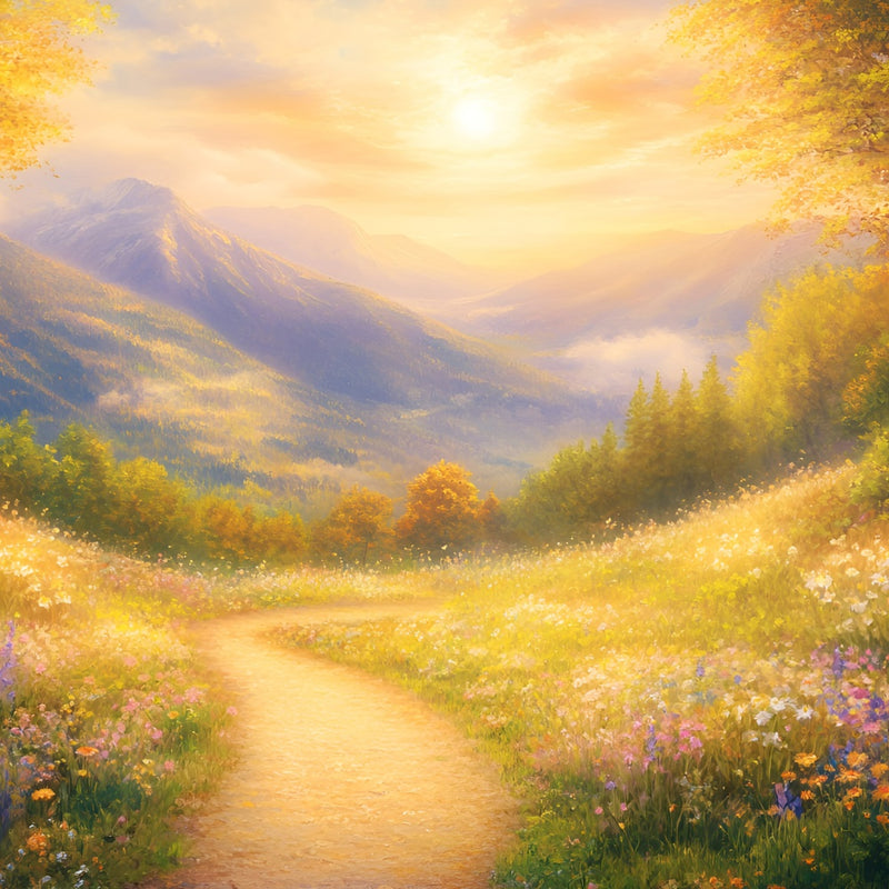 Forest Backdrop Photography Golden Meadow Path Backdrop GQ57-70