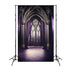 Gothic Backdrop Purple Draped Cathedral Arched Window Vintage Backdrop