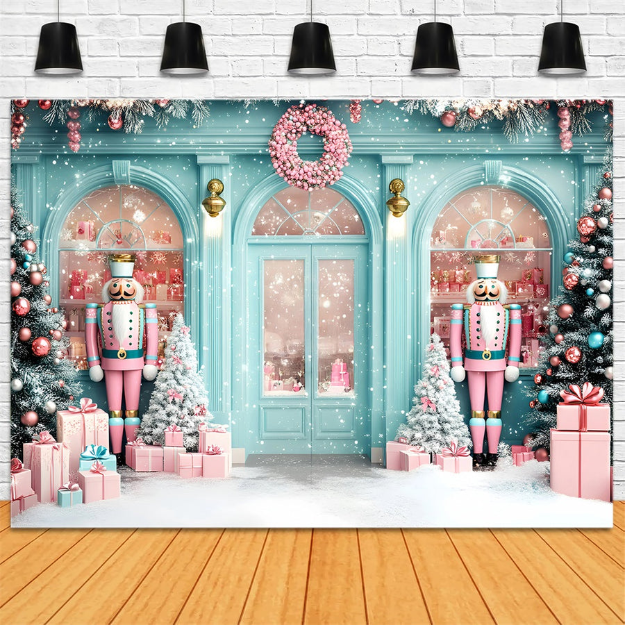 Nutcracker Backdrop Pastel Nutcracker Snowy Shopfront Christmas Backdr