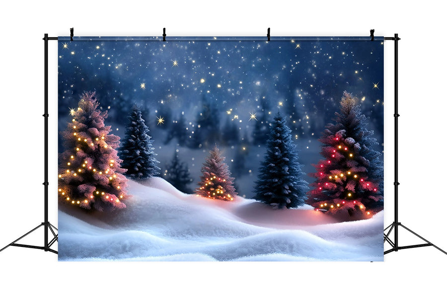 Night Sky Backdrop Starry Night Snowy Pines Christmas Backdrop Ideas G