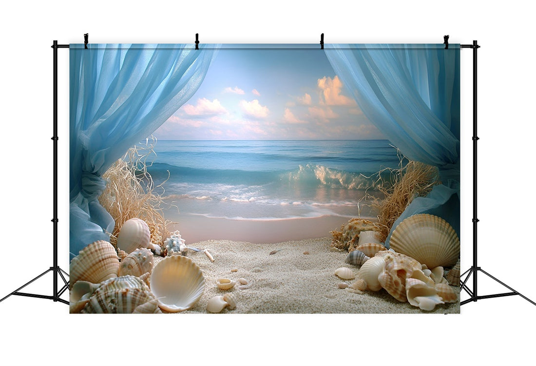 Beach Photo Backdrop Seashell Shore Dream Summer Photo Backdrop GQ6-47