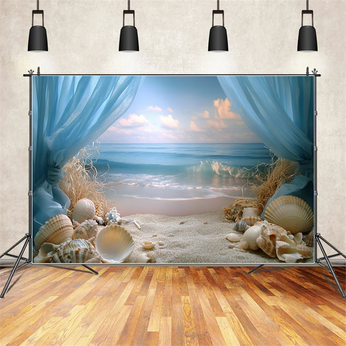 Beach Photo Backdrop Seashell Shore Dream Summer Photo Backdrop GQ6-47