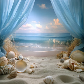 Beach Photo Backdrop Seashell Shore Dream Summer Photo Backdrop GQ6-47