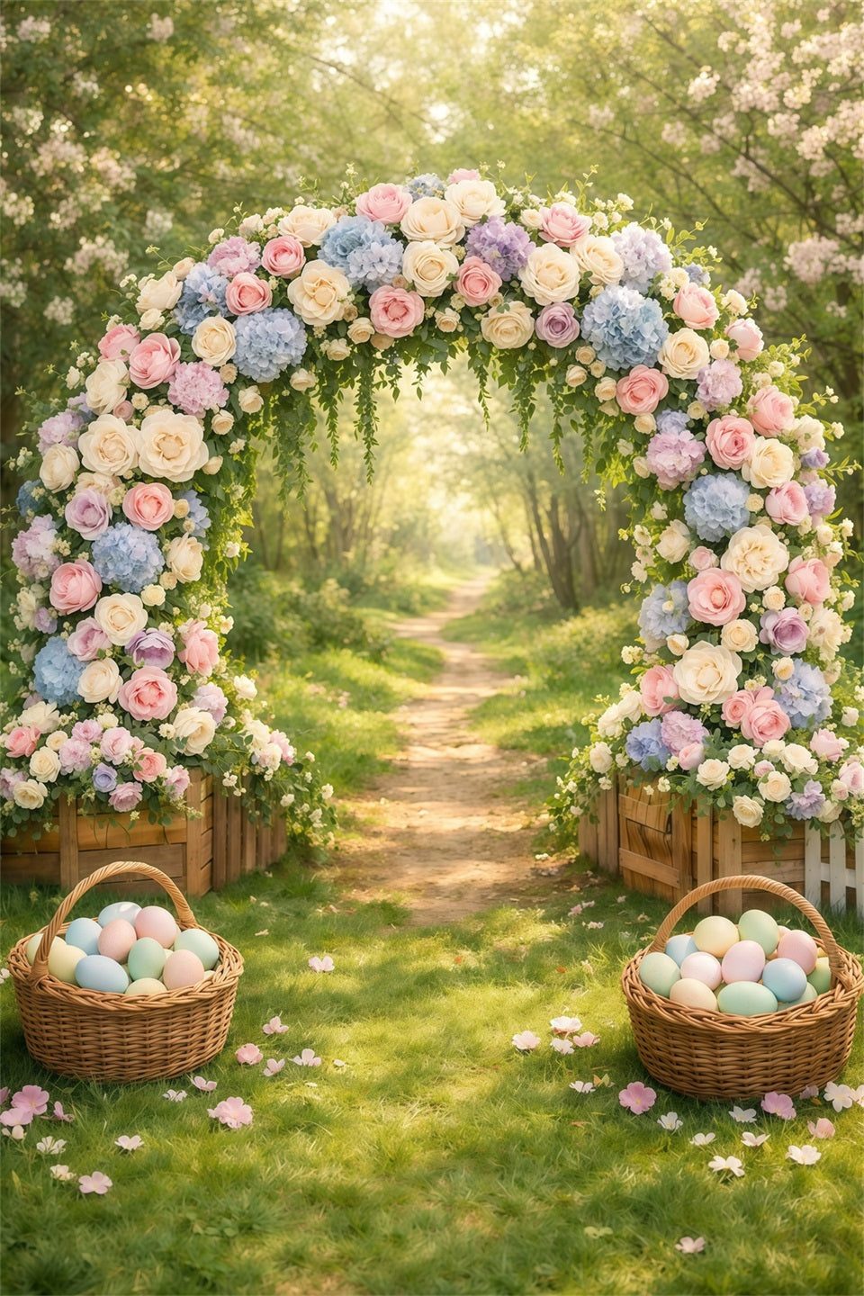 Easter Spring Backdrops Pastel Floral Garden Arch Photography Easter B