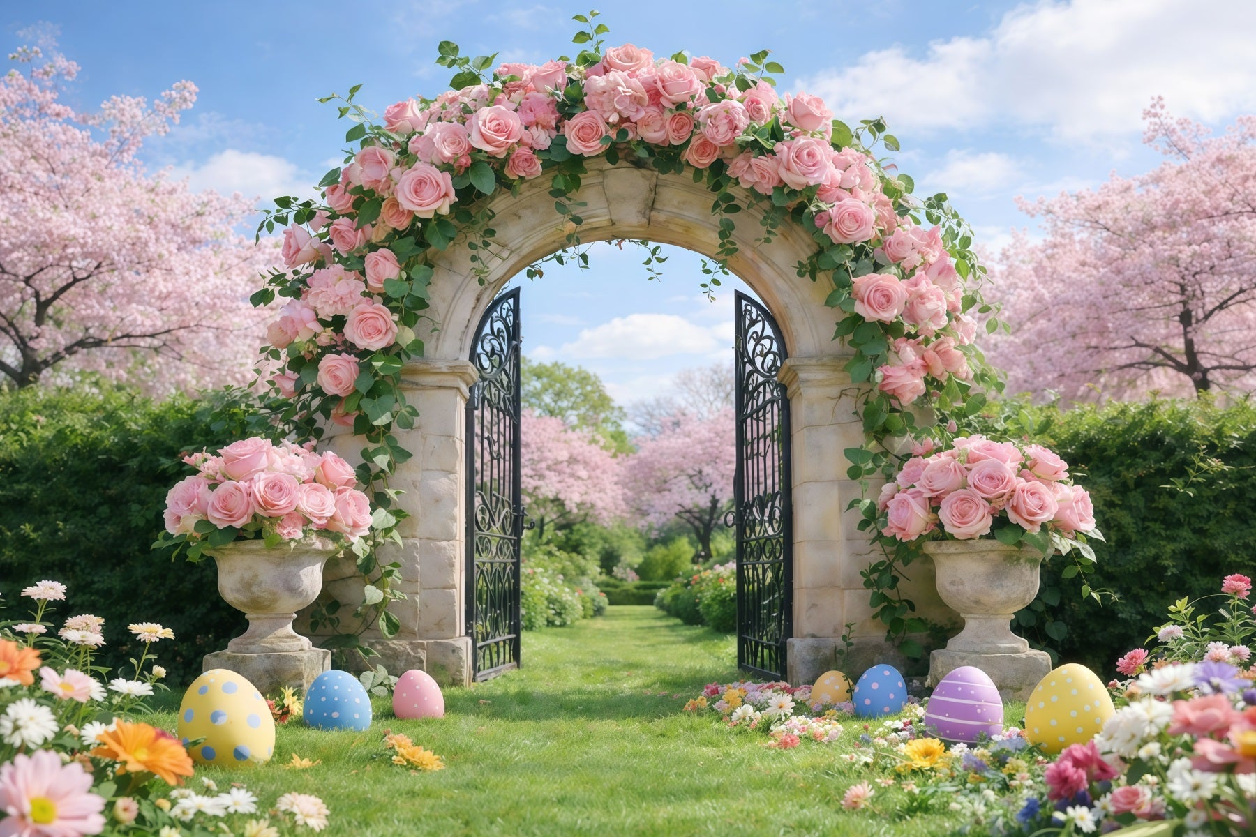 Easter Spring Garden Arch Backdrop Wildflower Bouquet Grass Easy Easte