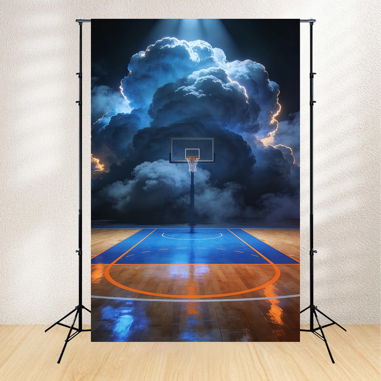 Basketball Photo Backdrop Stormy Arena Court Sports Photography Backdr