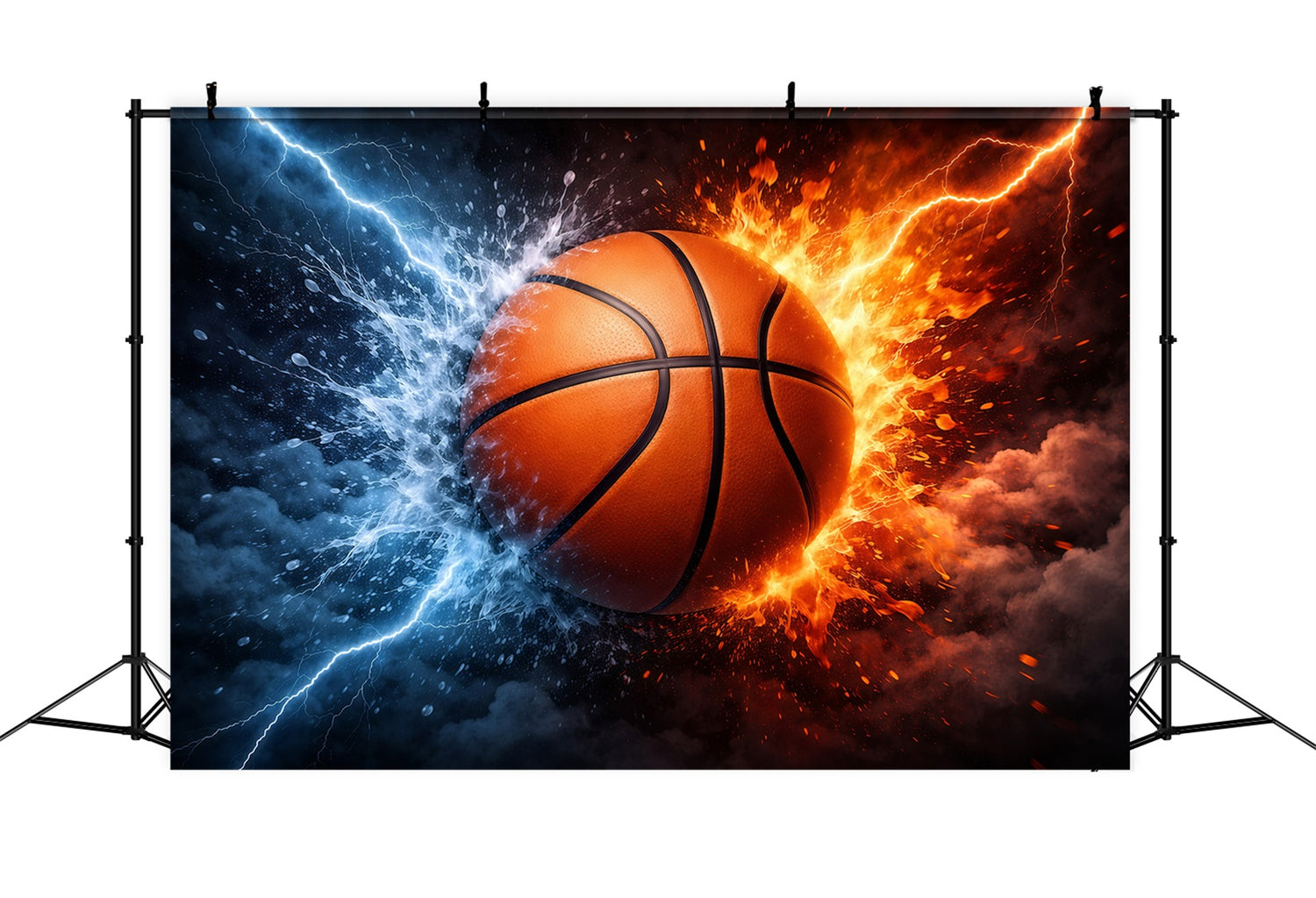Basketball Backdrops Water Fire Energy Explosion Sports Backdrops For