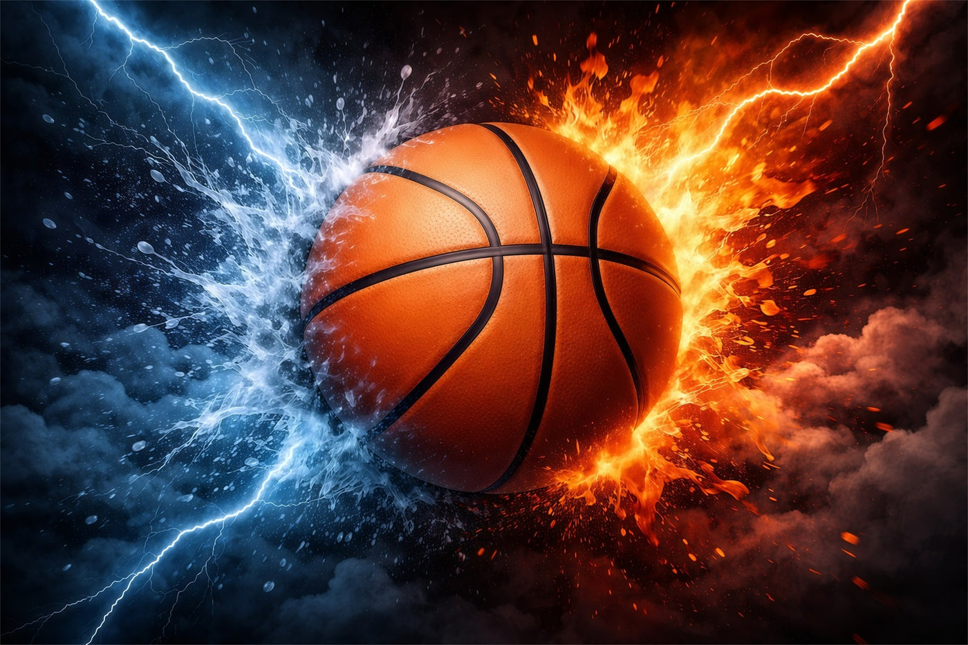 Basketball Backdrops Water Fire Energy Explosion Sports Backdrops For