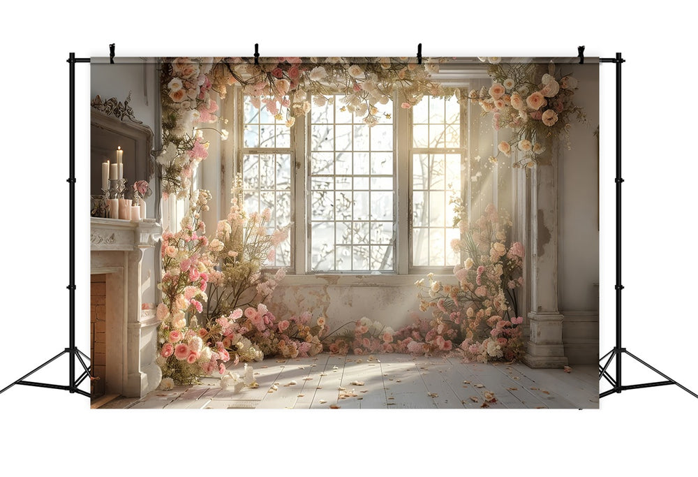 Backdrop For Maternity Photoshoot Cozy Sunlit Floral Charm Backdrop GT