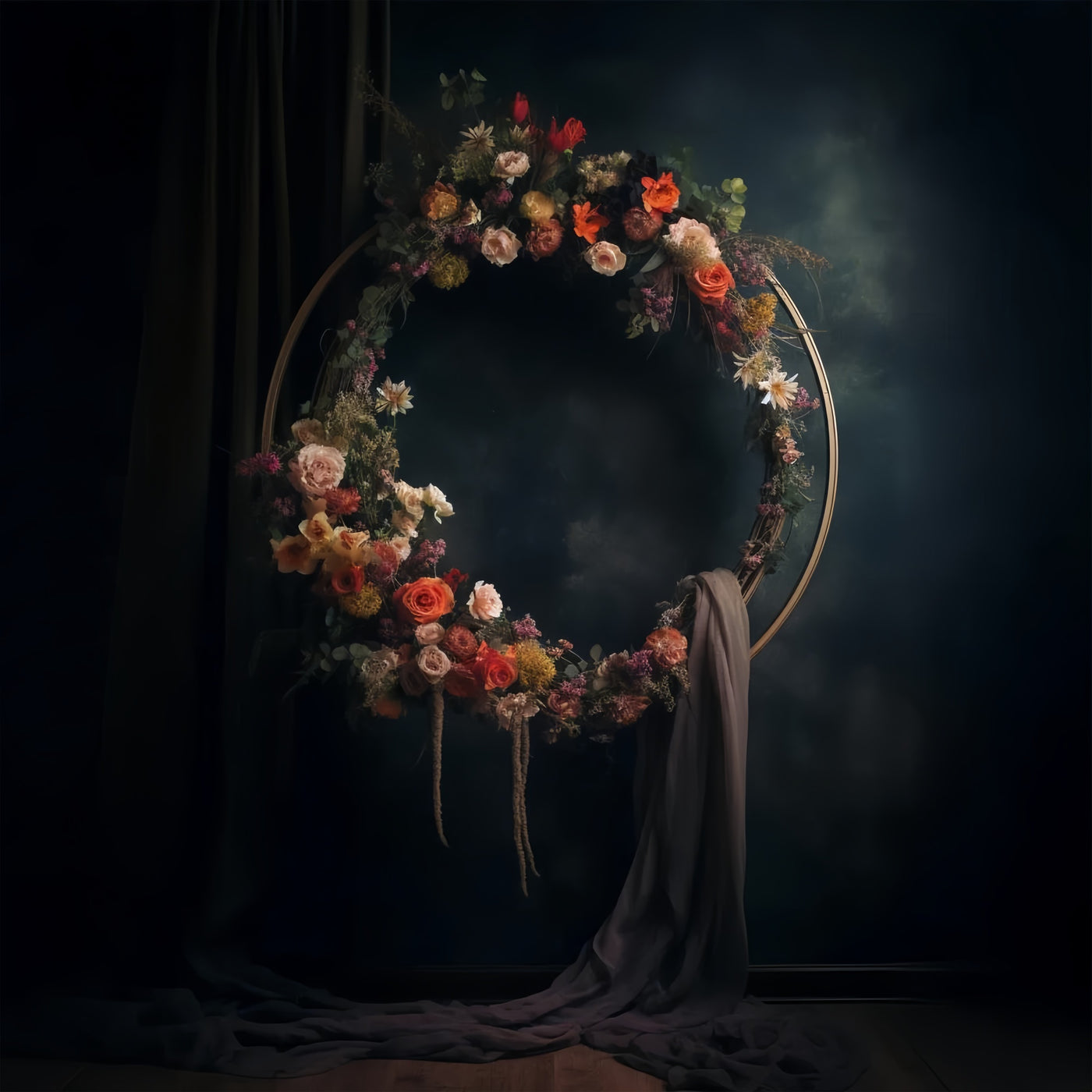 Backdrops For Maternity Photos Antique Floral Crescent Hoop Backdrop G