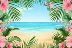 Photo Backdrop Beach Tropical Flower Frame Beach Backdrop GTY3-389