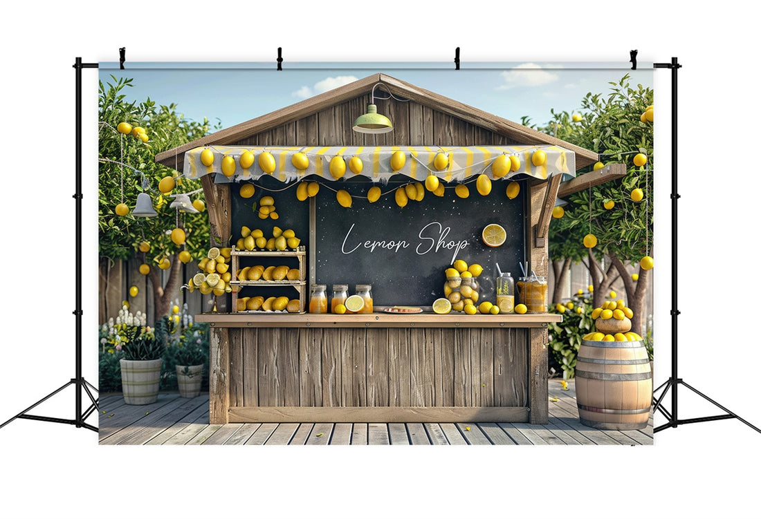 Lemon Backdrop Rustic Lemon Juice Market Summer Backdrop GTY3-408