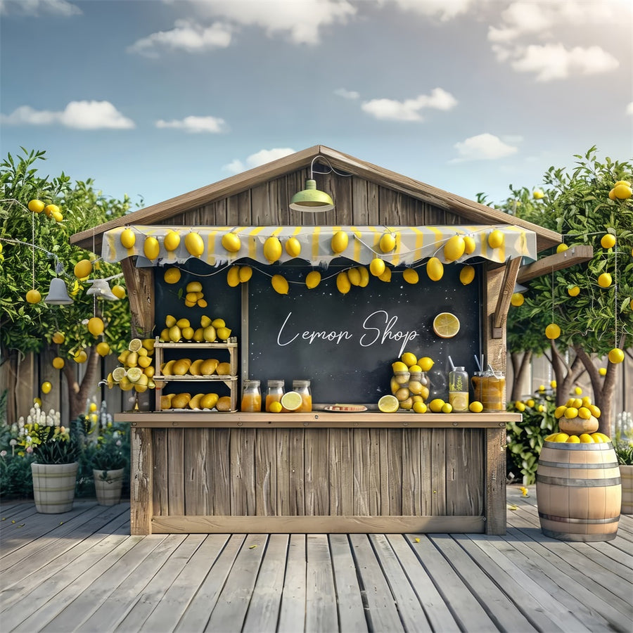 Lemon Backdrop Rustic Lemon Juice Market Summer Backdrop GTY3-408