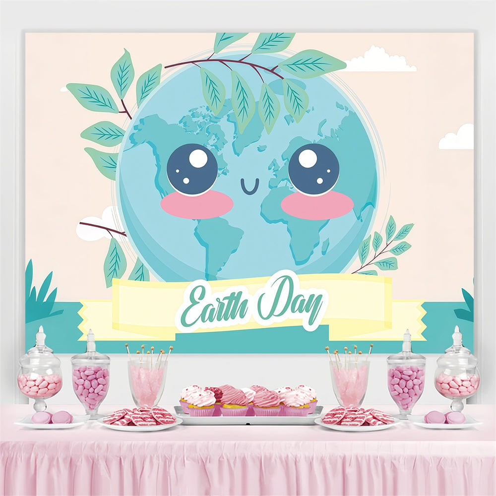 Happy Earth Day Backdrop Smiling Planet Earth Backdrop GTY3-61