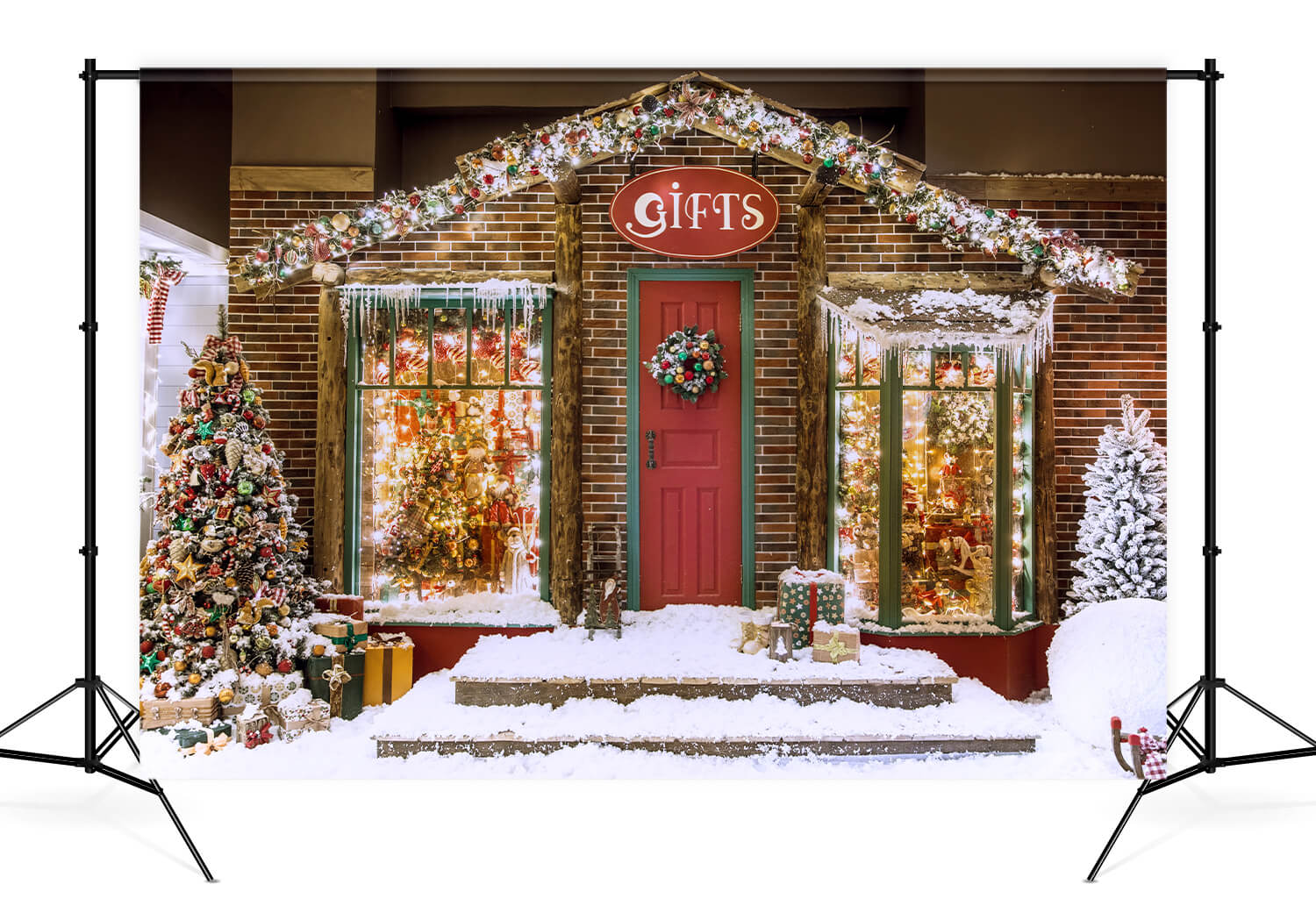 Christmas Gingerbread House Gifts Photography Backdrops KAT-28 – Dbackdrop