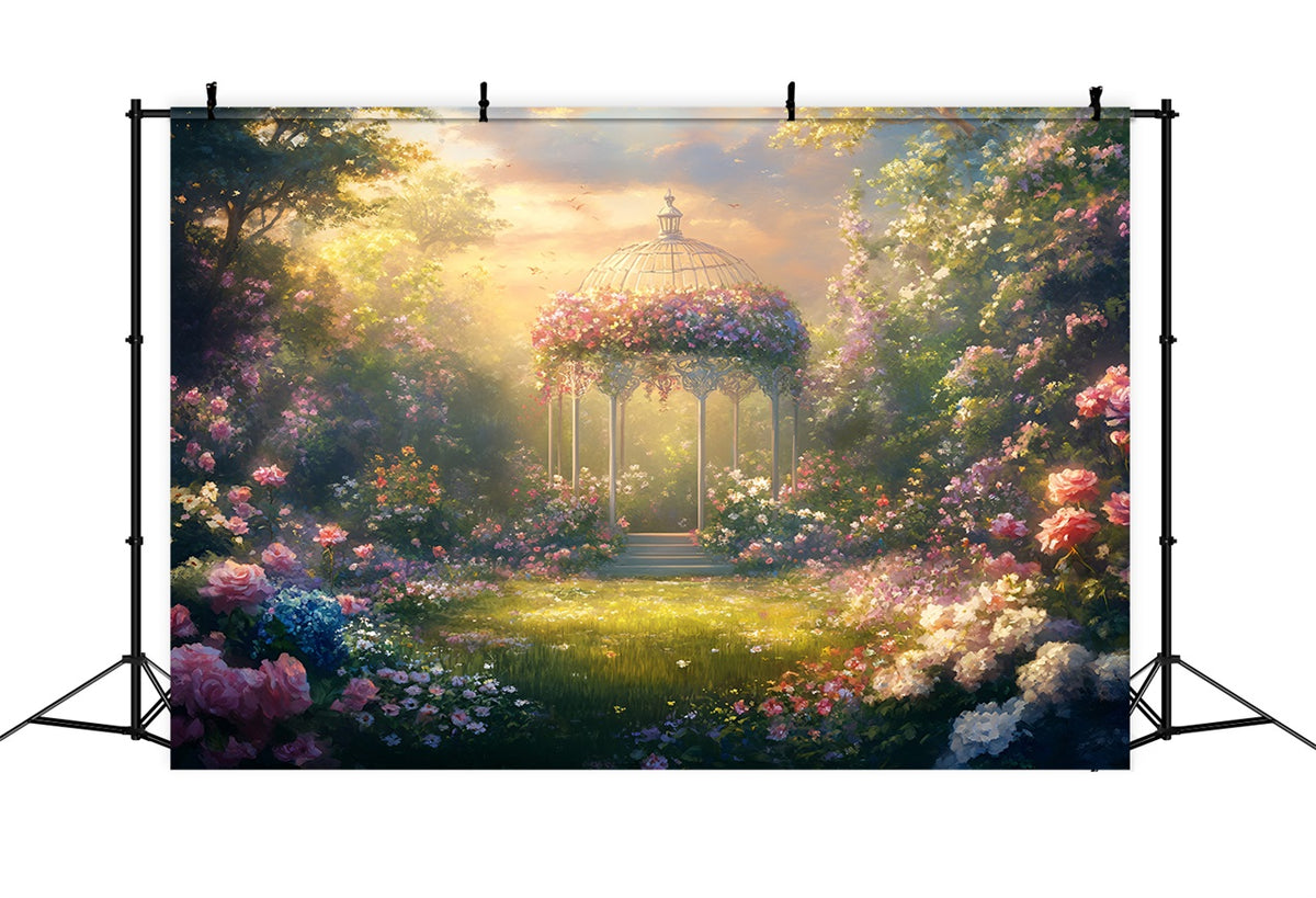 Spring Photo Backdrops Blooming Flowers Romantic Garden Backdrop LXX1-