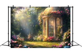 Spring Photography Backdrop Sunlit Rose Garden Pavilion Backdrop LXX1-
