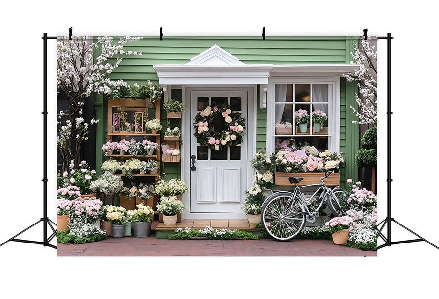 Spring Backdrops Pictures Green House Blooming Flowers Backdrop LXX1-1