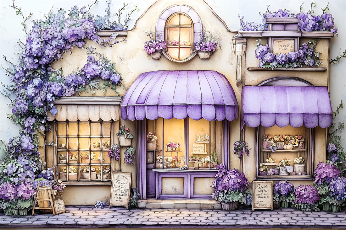Spring Photo Backdrop Lavender Awning Flower Shop Backdrop LXX1-146