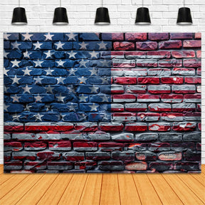 American Flag Photo Backdrop Modern Brick Texture Backdrop LXX1-173