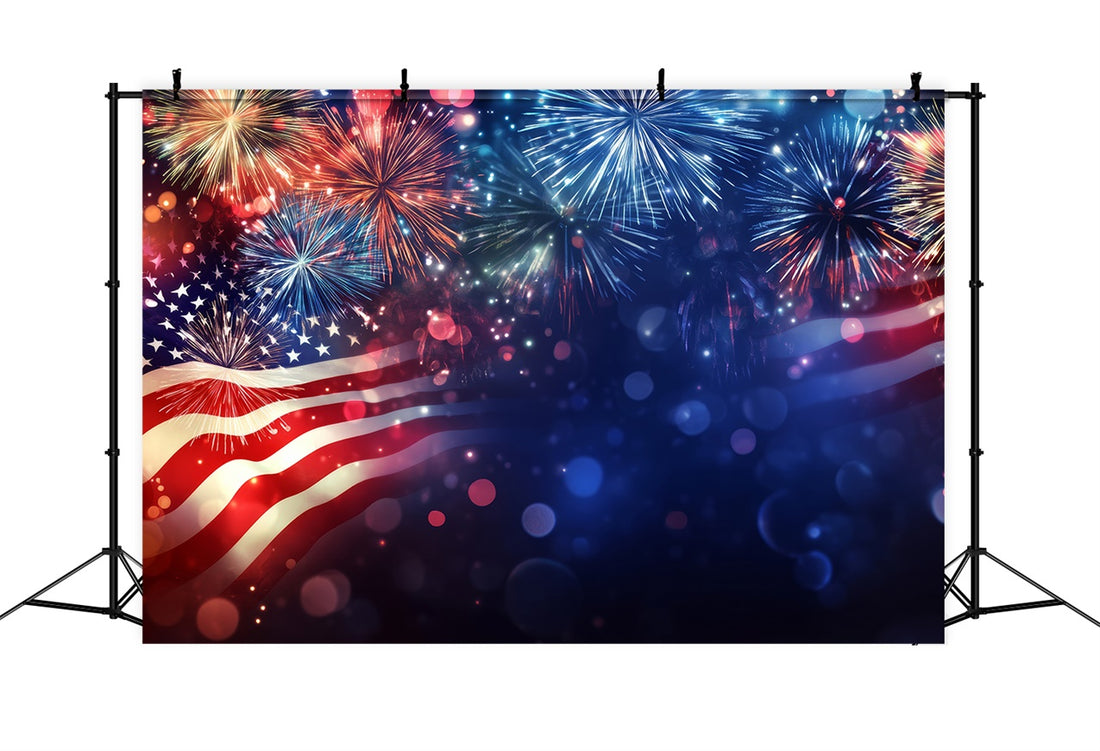 American Flag Backdrop Patriotic Stars Night Celebration Backdrop LXX1