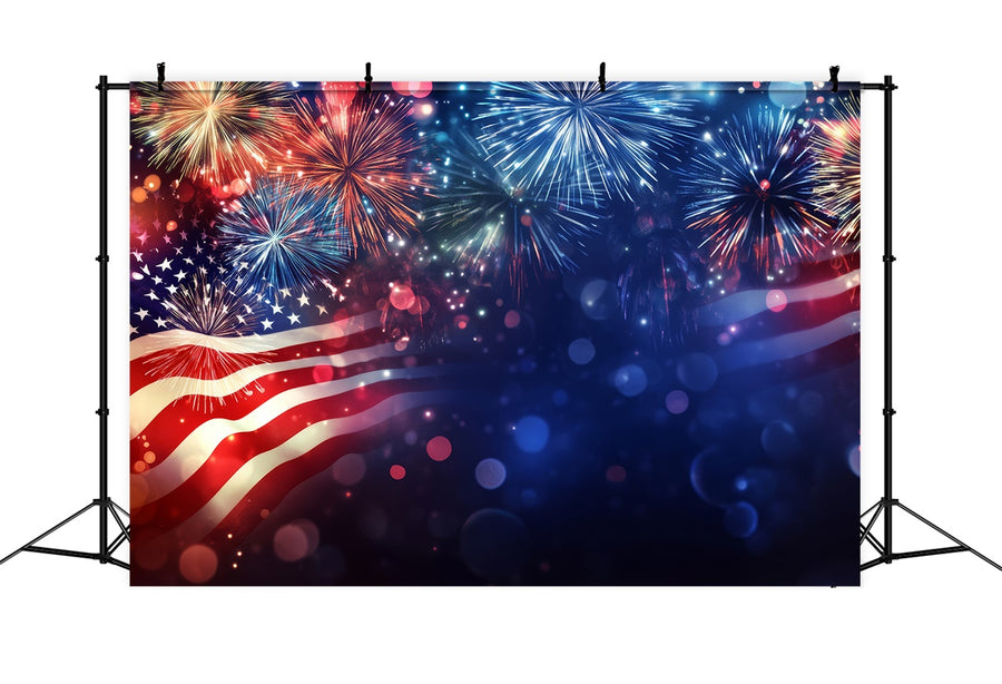 American Flag Backdrop Patriotic Stars Night Celebration Backdrop LXX1