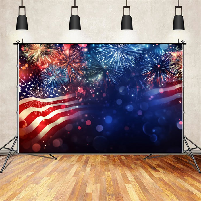 American Flag Backdrop Patriotic Stars Night Celebration Backdrop LXX1