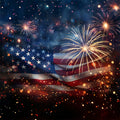 American Flag Photo Backdrop Patriotic Glow Fireworks Backdrop LXX1-18