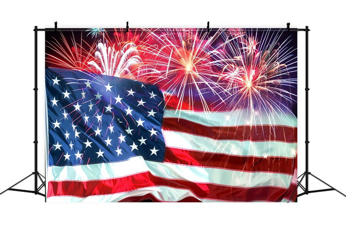 American Flag Photo Backdrop Red Fireworks Celebration Backdrop LXX1-1