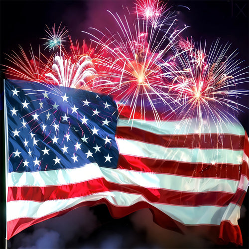 American Flag Photo Backdrop Red Fireworks Celebration Backdrop LXX1-1