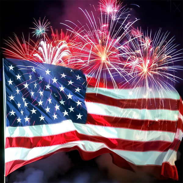 American Flag Photo Backdrop Red Fireworks Celebration Backdrop LXX1-1