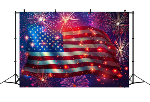 American Flag Backdrop Sparkling Stars Freedom Fireworks Backdrop LXX1