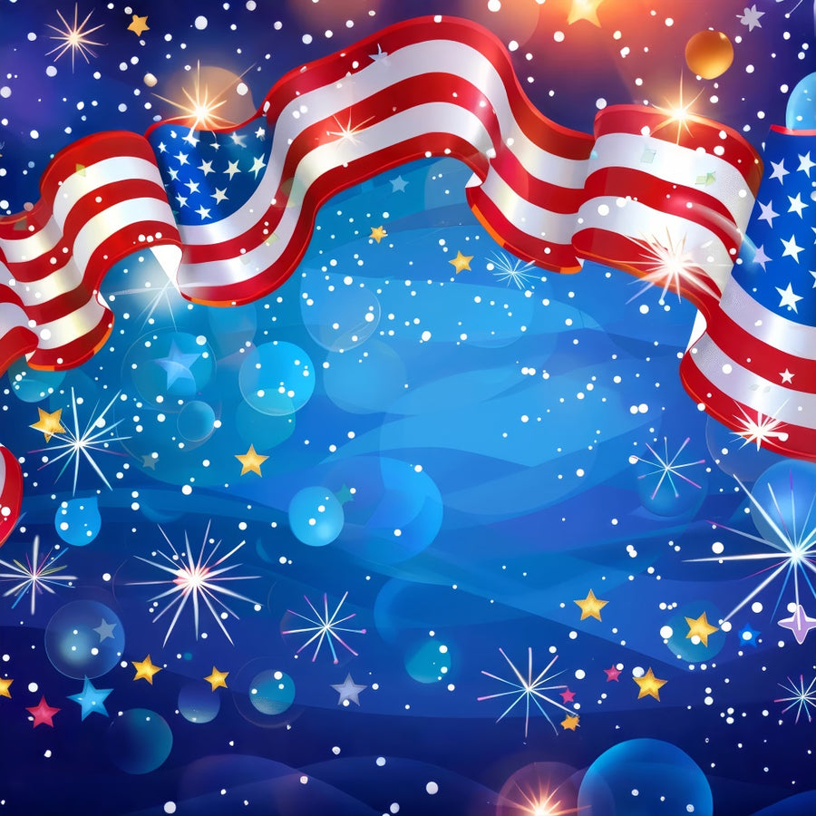 American Flag Photography Backdrop Vibrant Starry Glow Backdrop LXX1-1