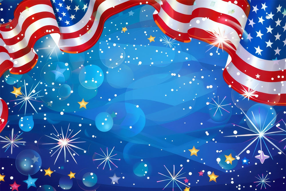American Flag Photography Backdrop Vibrant Starry Glow Backdrop LXX1-1