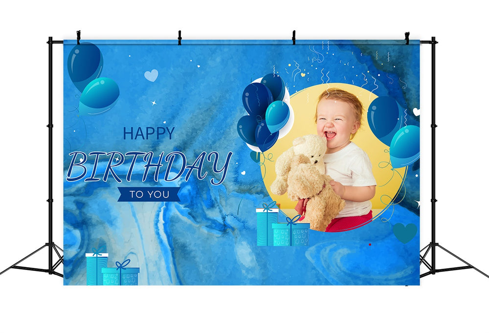 Personalized Birthday Backdrop Blue-Themed Baby Design Backdrop LXX1-2