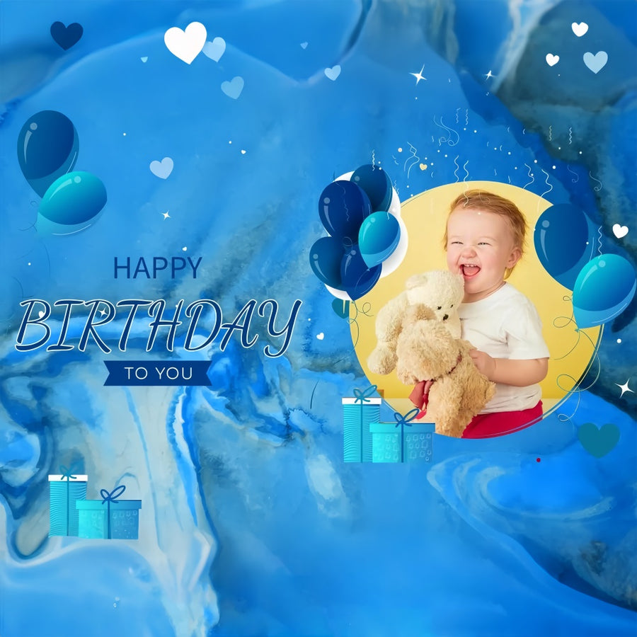 Personalized Birthday Backdrop Blue-Themed Baby Design Backdrop LXX1-2
