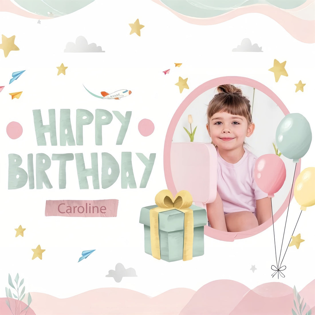 Custom Happy Birthday Backdrop Airplane Balloons Gift Backdrop LXX1-24