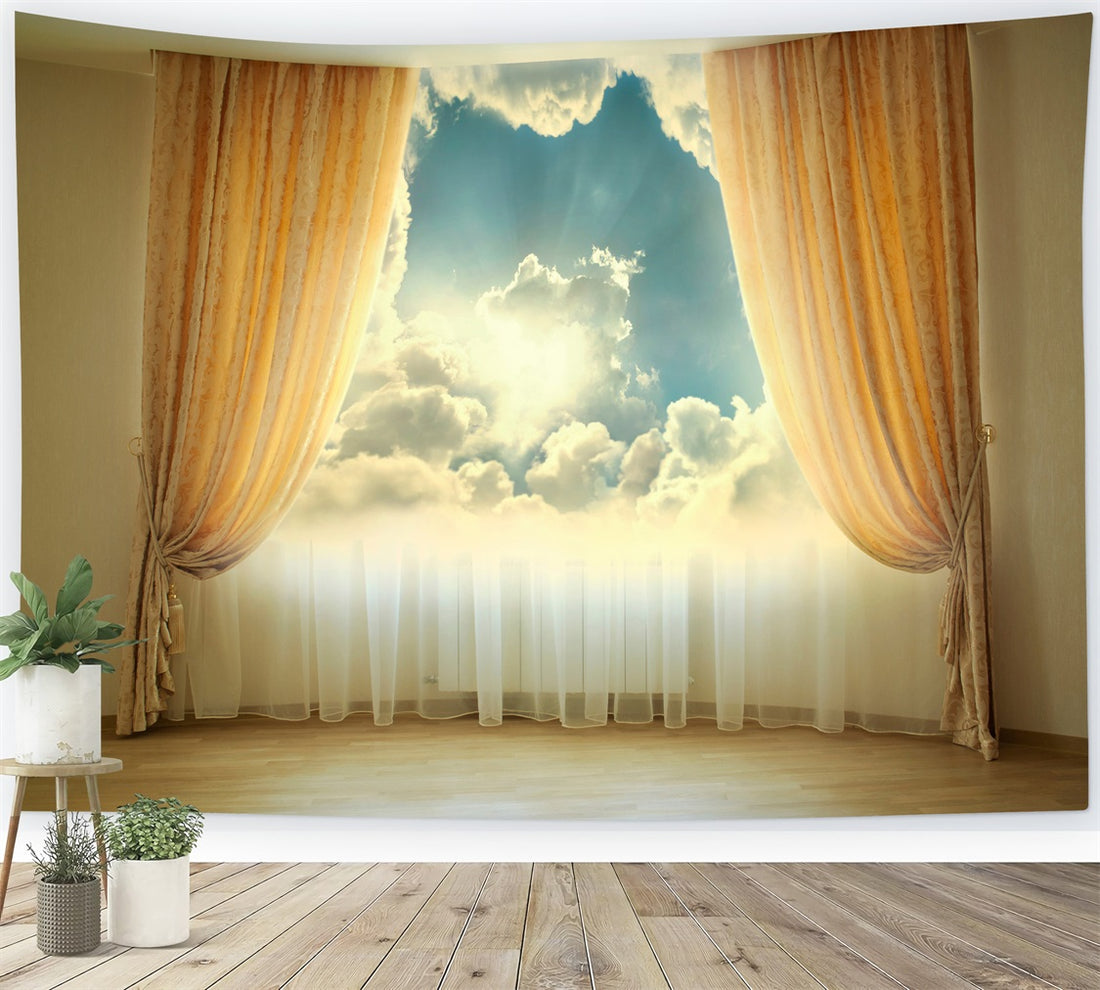 Sky Backdrop Clouds View Luxury Curtains Backdrop LXX1-348