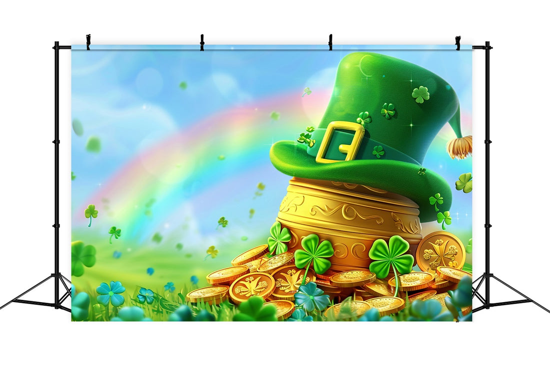 St Patrick's Day Backdrop Rainbow Clover Golden Pot Backdrop LXX1-49