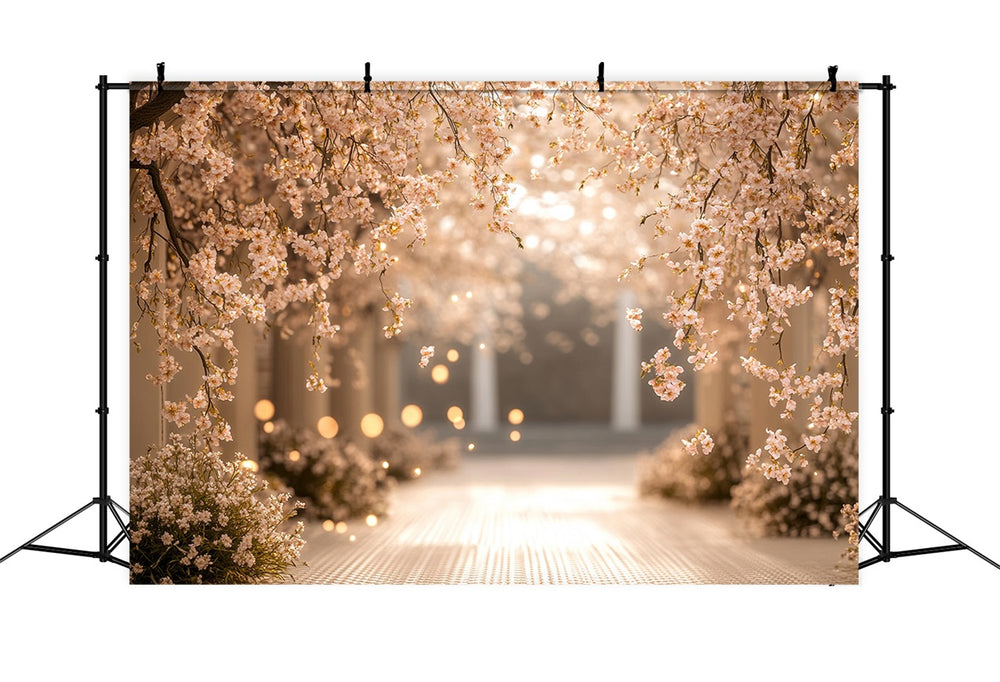 Spring Flower Backdrop Cherry Blossom Pathway Photography Backdrop LXX