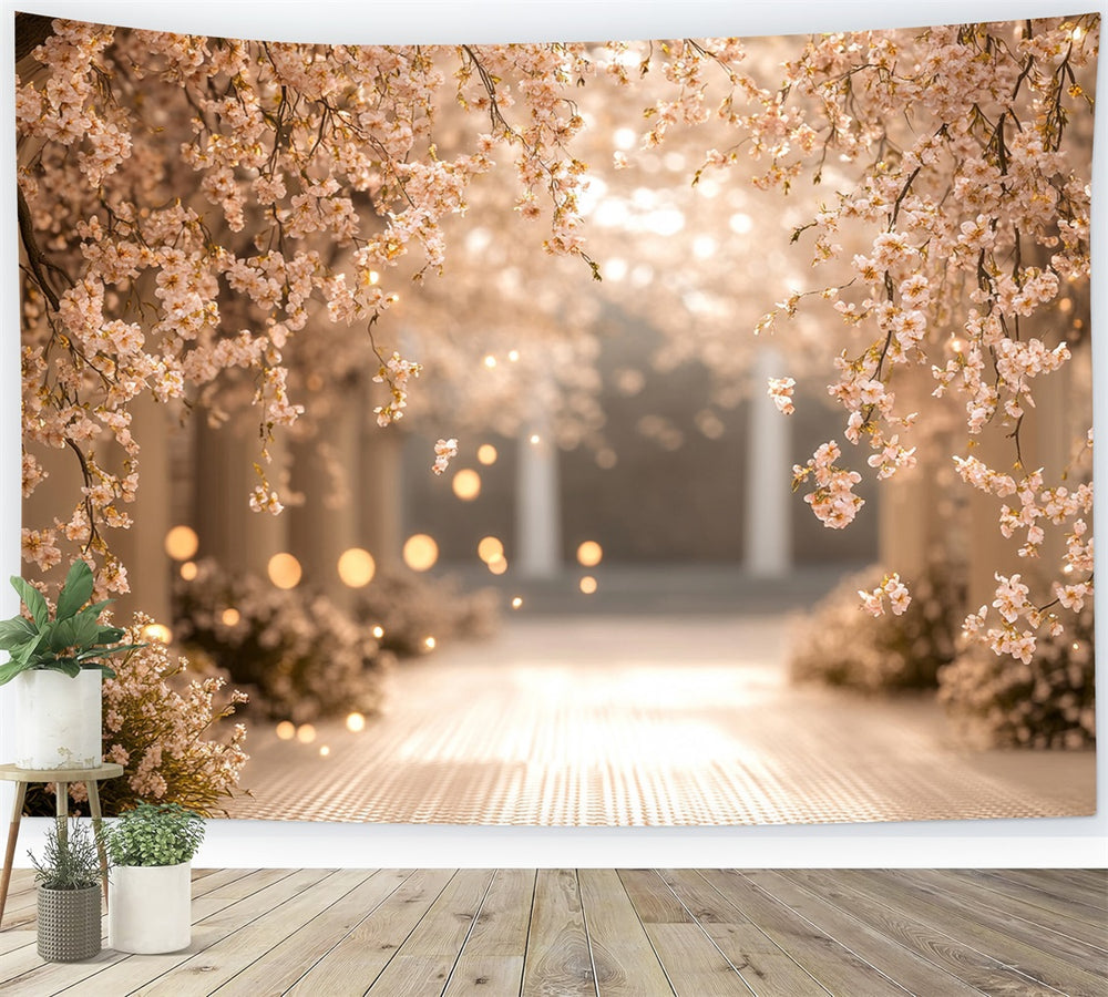 Spring Flower Backdrop Cherry Blossom Pathway Photography Backdrop LXX
