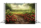 Spring Backdrops Ideas Sunlit Strawberry Field Photography Backdrop LX